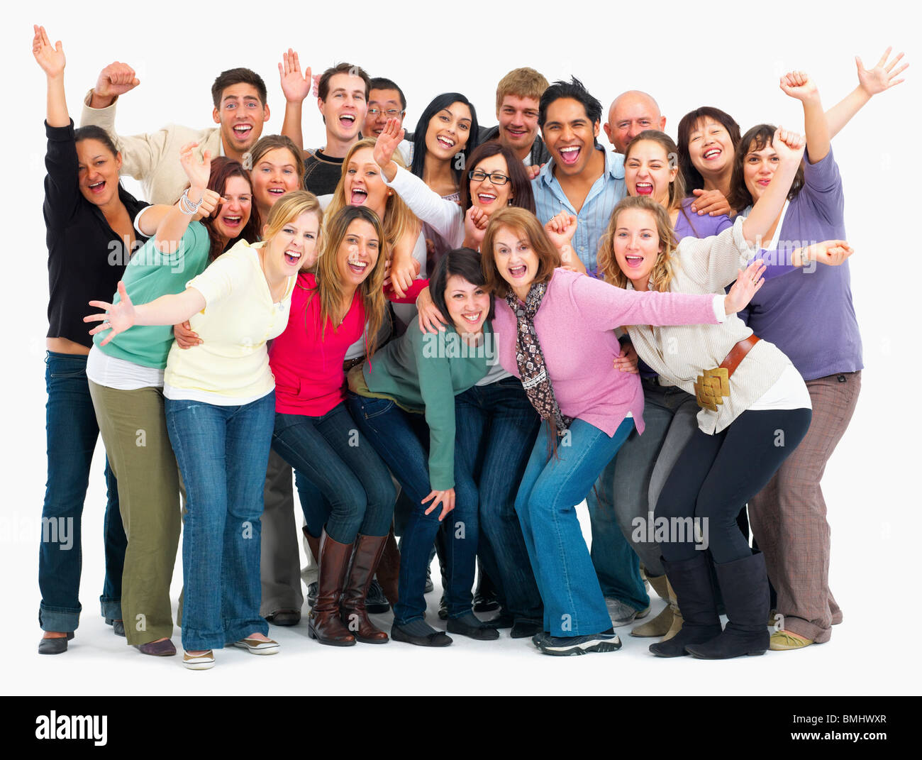 group of people cheering Stock Photo - Alamy