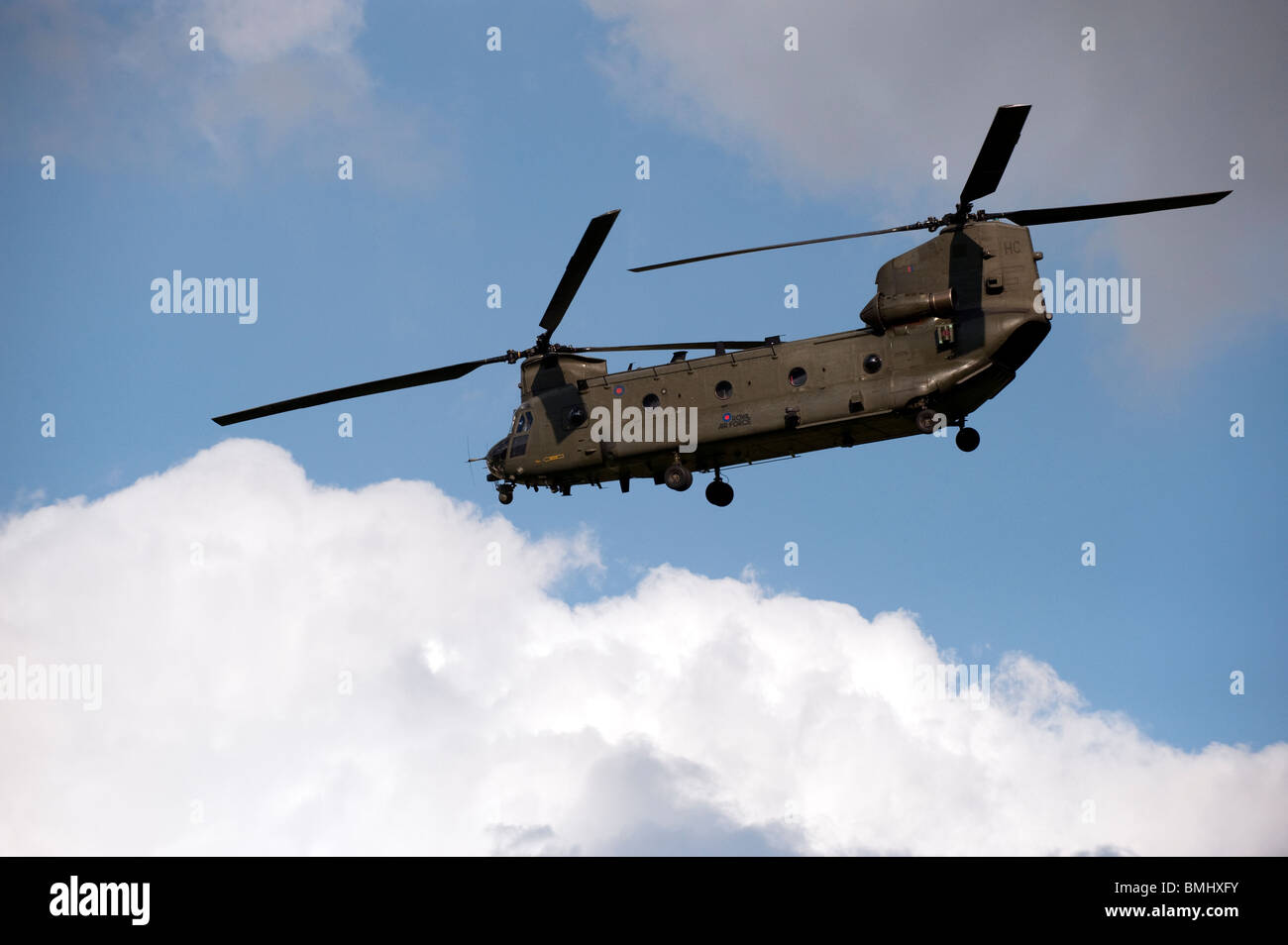 RAF Chinook helicopter on training exercise over British countryside ...
