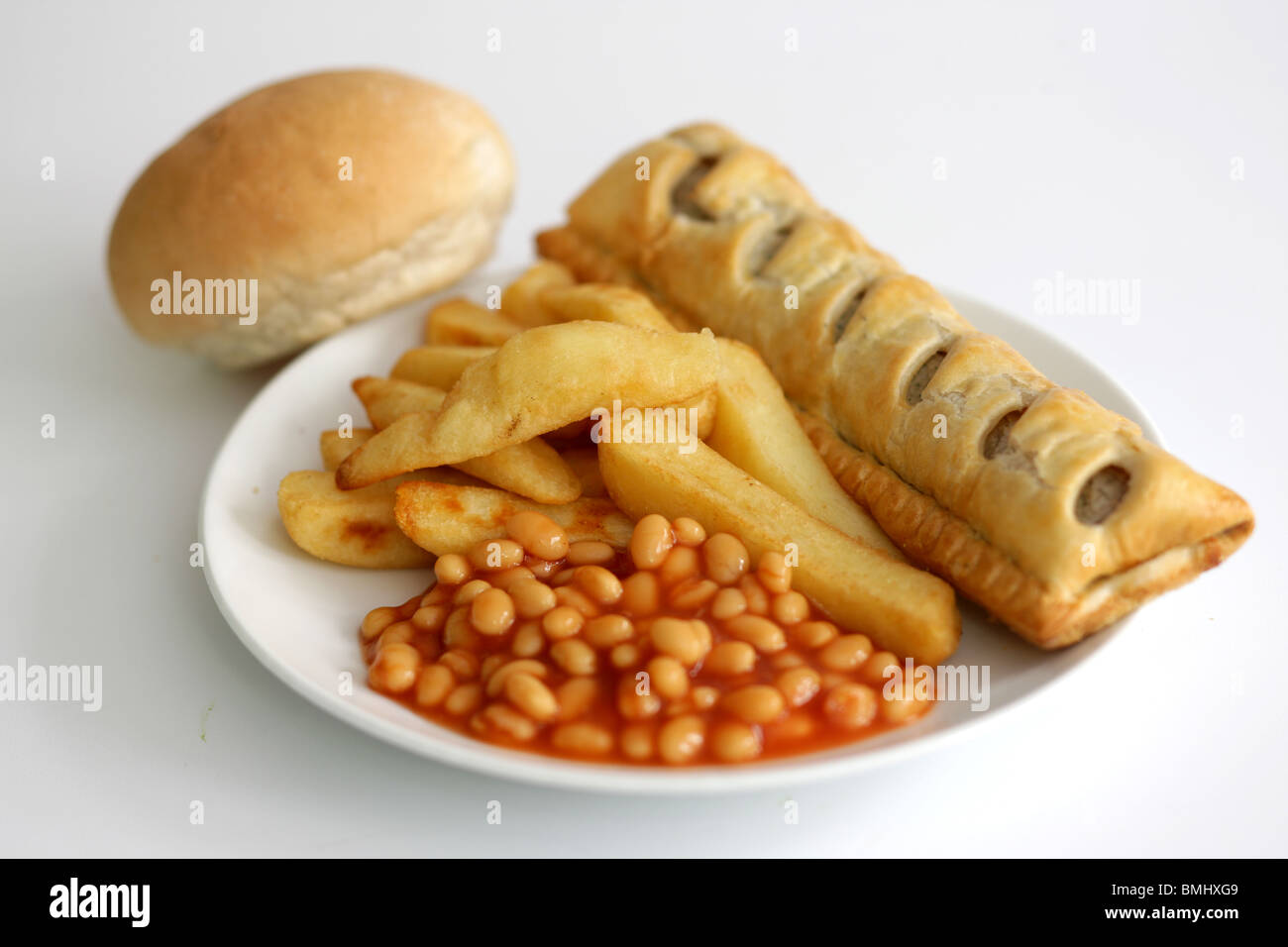 Sausage Roll and Chips Stock Photo - Alamy