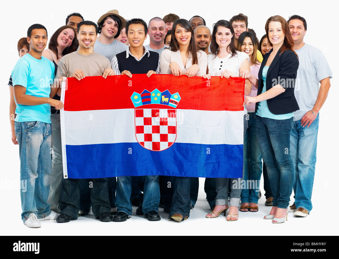 group of people holding flag Stock Photo - Alamy