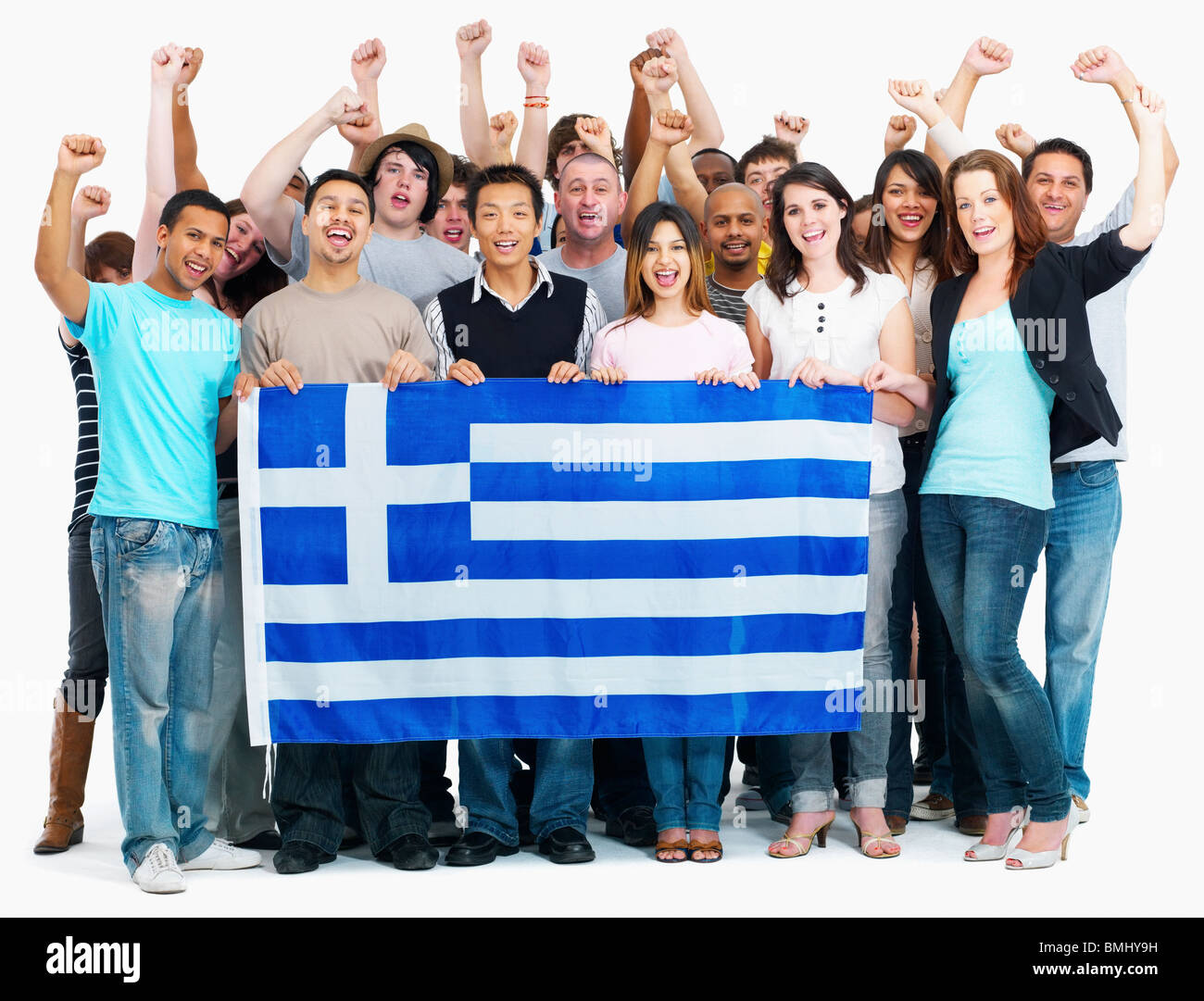 group of people holding flag Stock Photo - Alamy