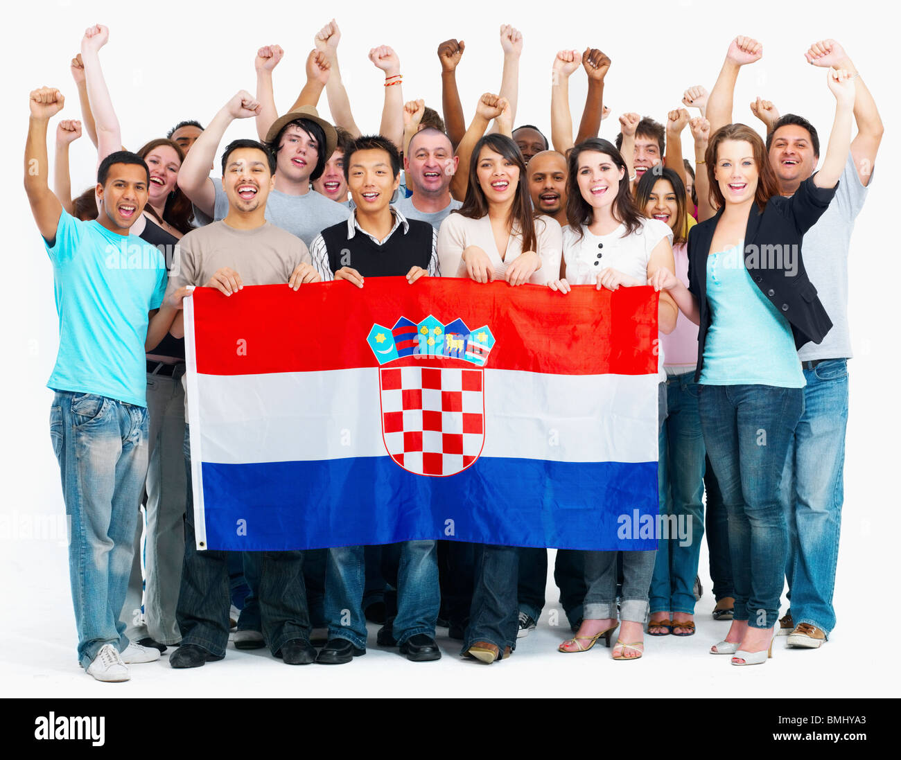 group of people holding flag Stock Photo - Alamy