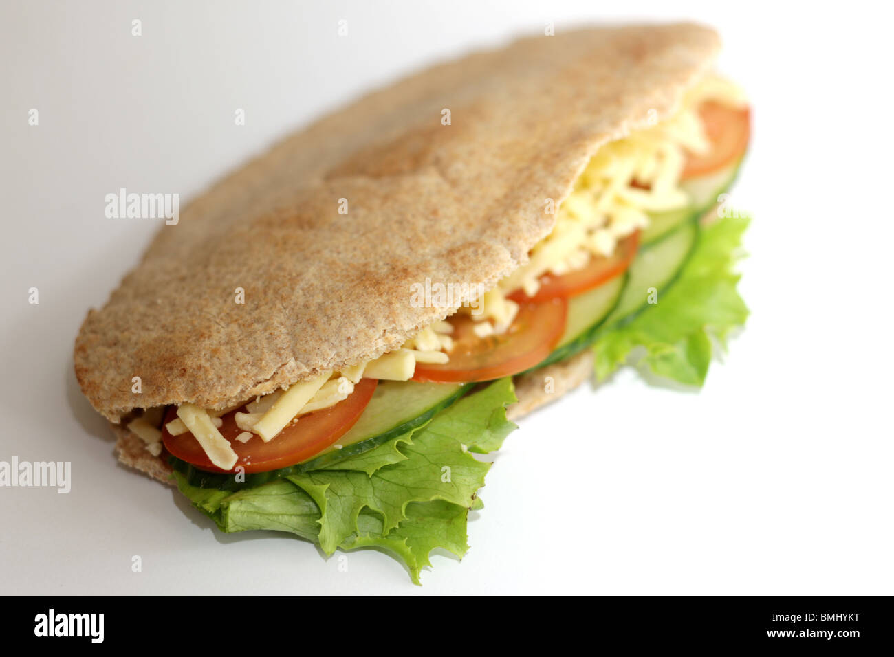 Wholemeal Cheese and Salad Pitta Bread Stock Photo - Alamy