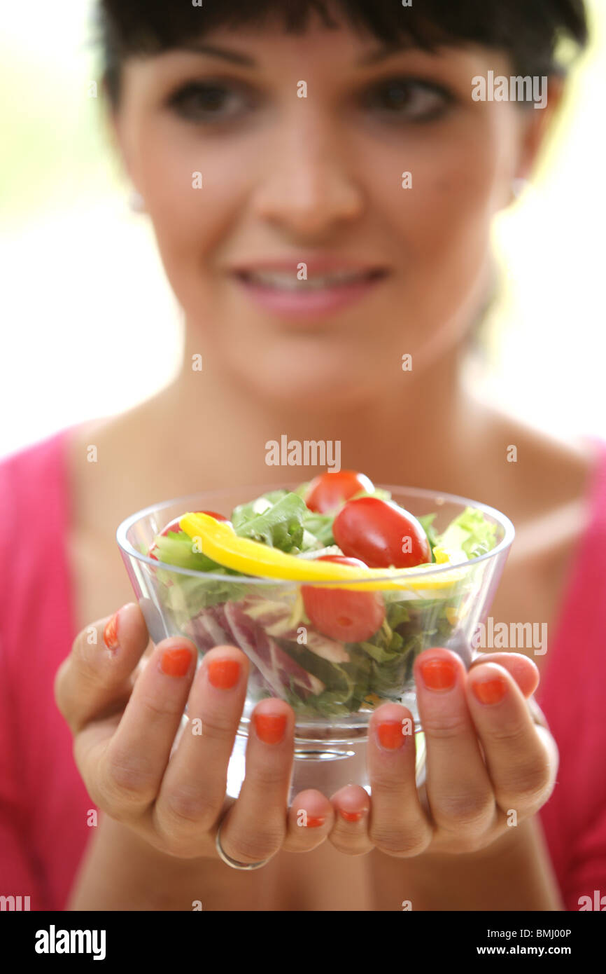 Young Woman Eating Italian Salad. Model Released Stock Photo - Alamy
