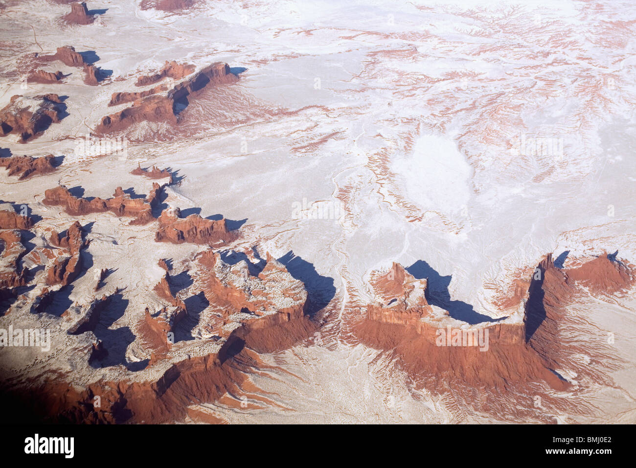 Aerial view of snow covered desert Stock Photo - Alamy