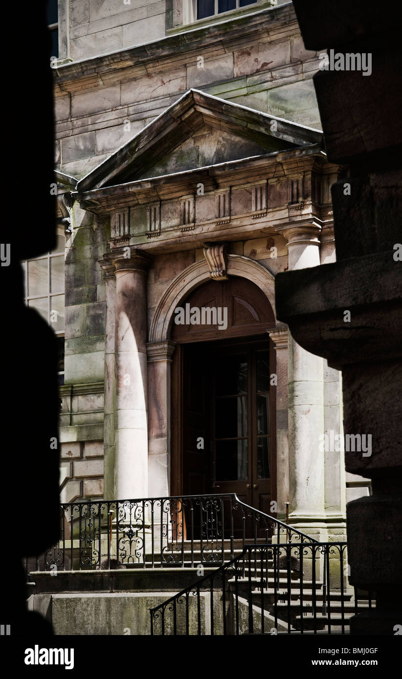The entrance inside the courtyard of Lyme Hall in Cheshire, England ...