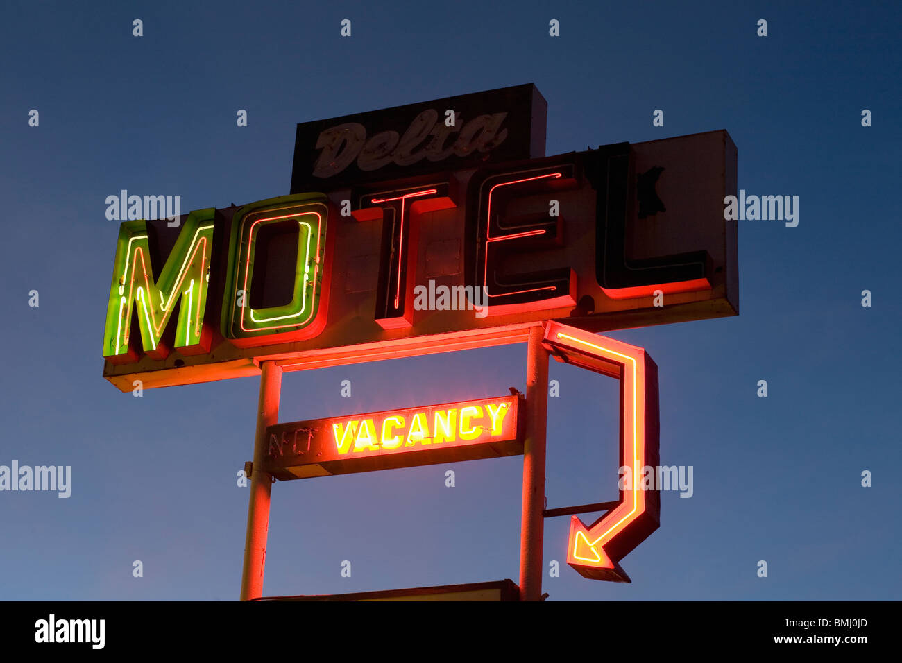 Illuminated motel sign Stock Photo - Alamy