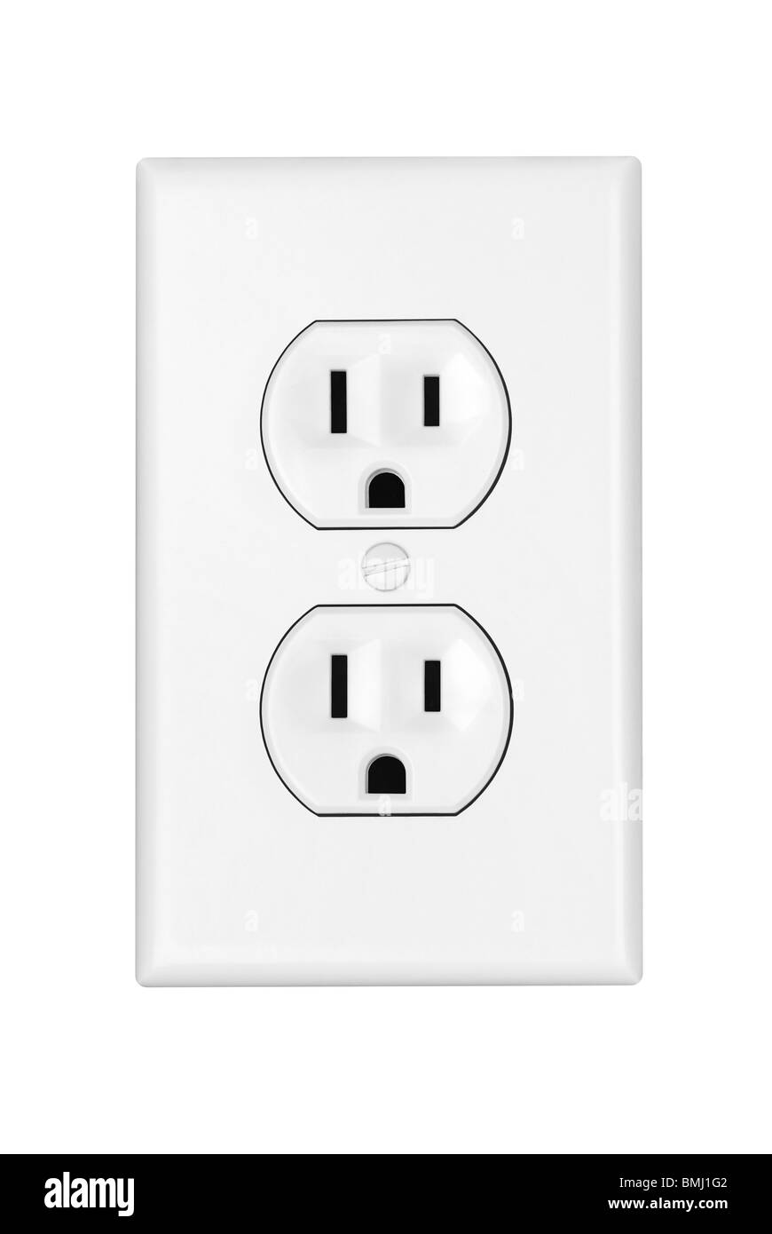 An American 110 Volt Three Prong Electrical Power Outlet Isolated On An American 110 Volt Three Prong Electrical Power Outlet Isolated On