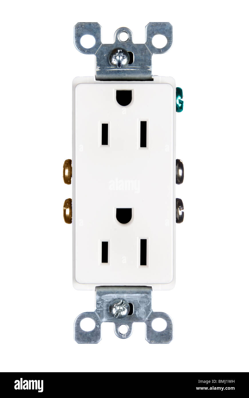 A modern electrical power outlet isolated on white Stock Photo - Alamy