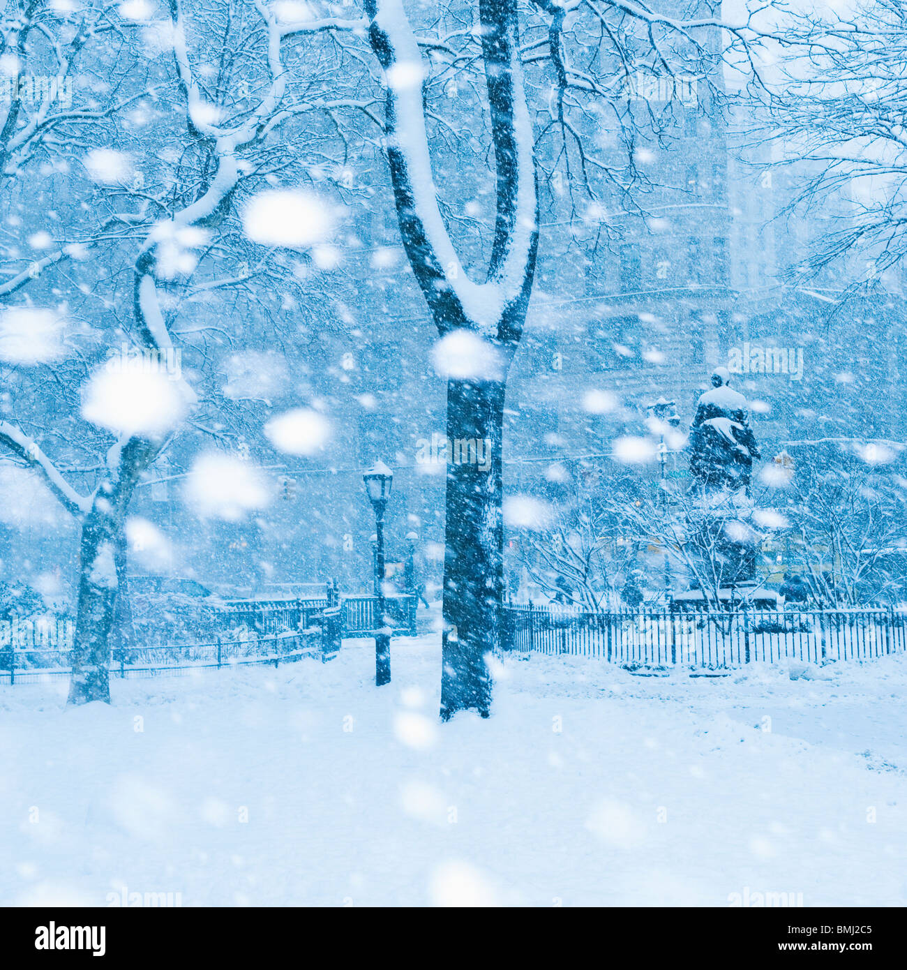 Snowy day in a park Stock Photo - Alamy