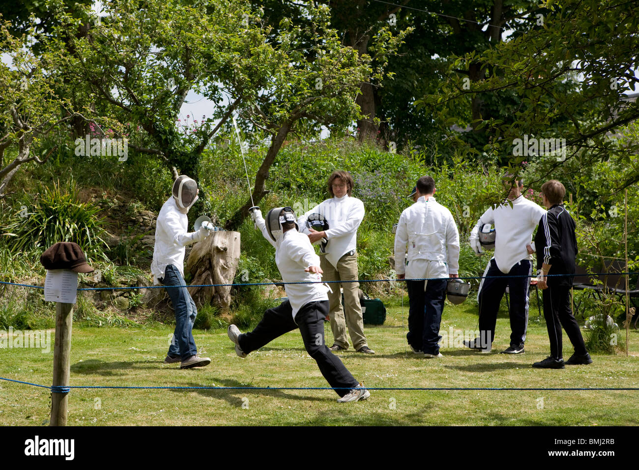 Fencing display at an English country church fete in summer Stock Photo ...