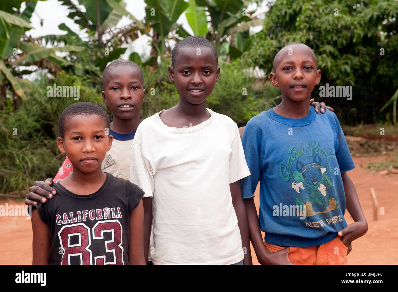 Four friends, Young boys, Rwanda Stock Photo - Alamy