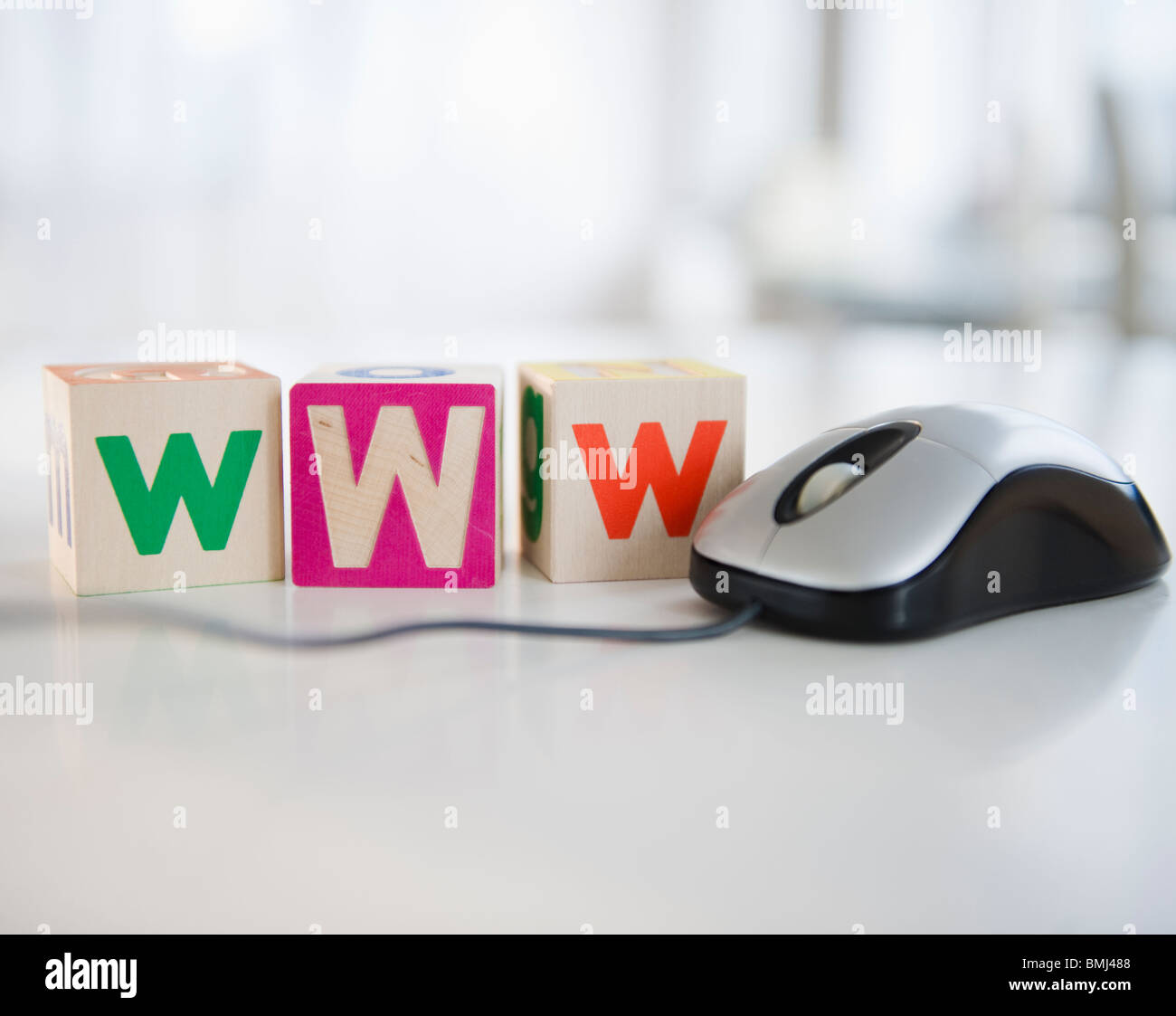 Computer mouse and wooden blocks Stock Photo - Alamy
