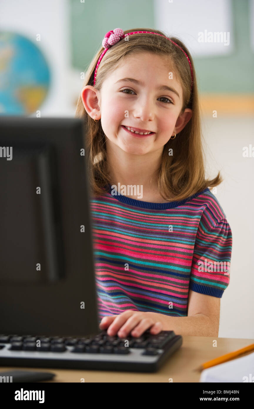 Student working on computer Stock Photo - Alamy