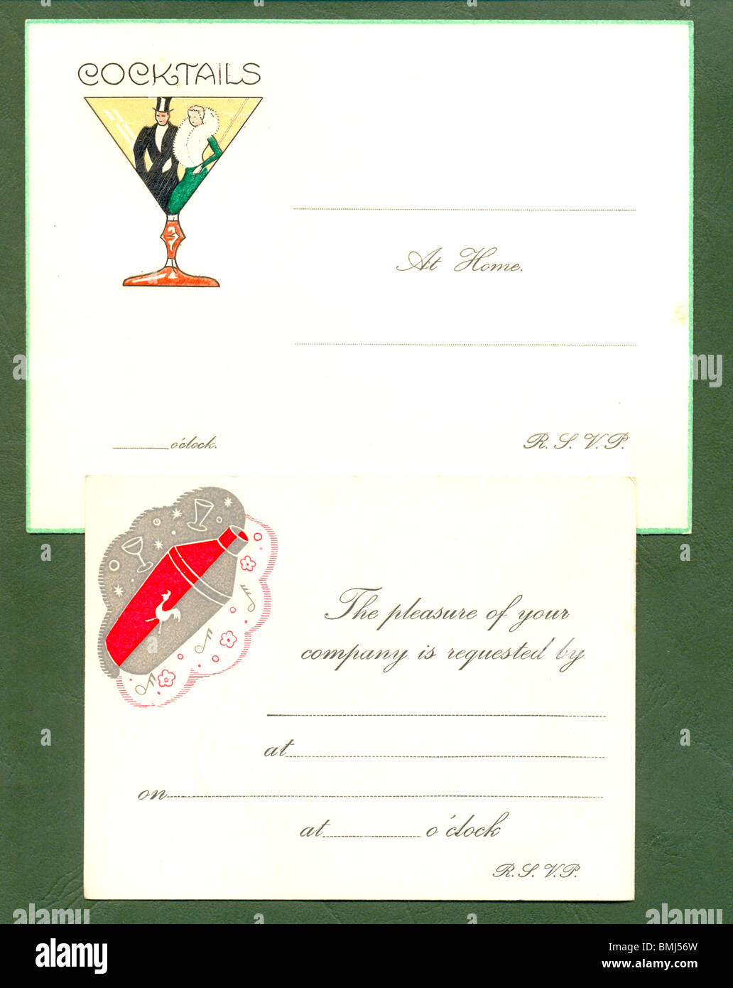 Cocktail party invitations circa 1925 Stock Photo - Alamy