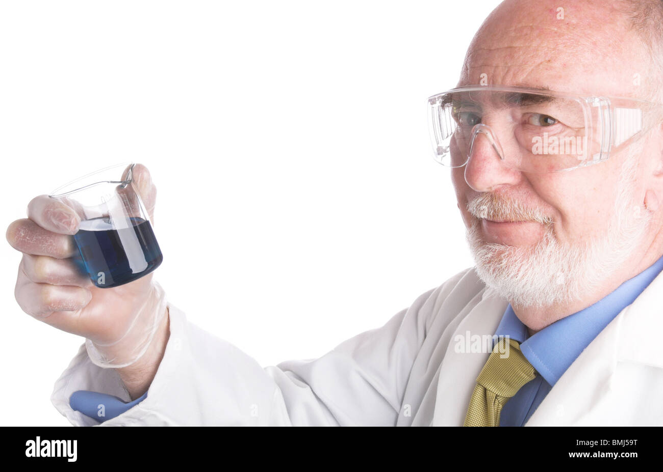 Scientist with flask of liquid Stock Photo - Alamy