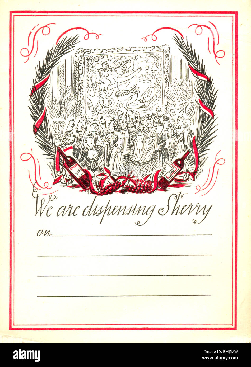 Invitation to a sherry party circa 1930 Stock Photo - Alamy