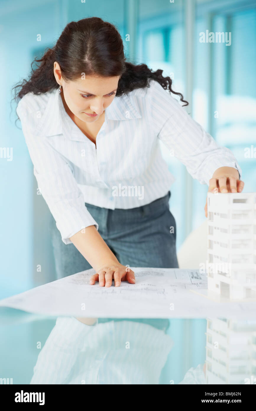 Woman architect planning architectural project hi-res stock photography ...