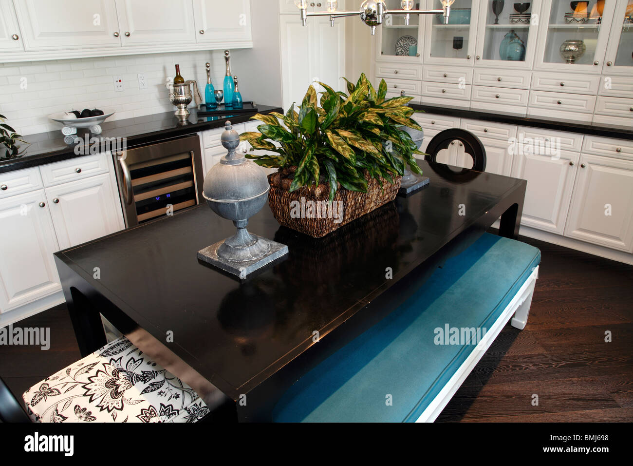 Luxury home dining table with stylish decor Stock Photo - Alamy