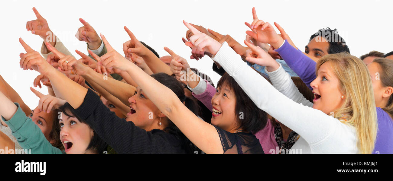 Crowd of people pointing Stock Photo - Alamy