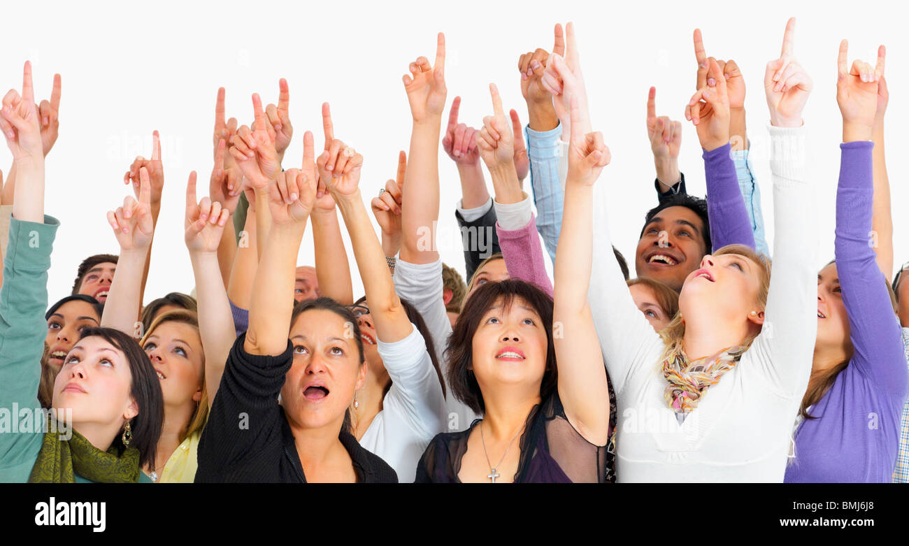 Crowd of people pointing Stock Photo - Alamy