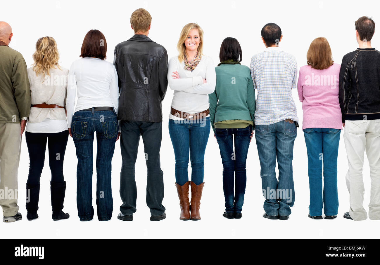 Woman stand behind line hi-res stock photography and images - Alamy