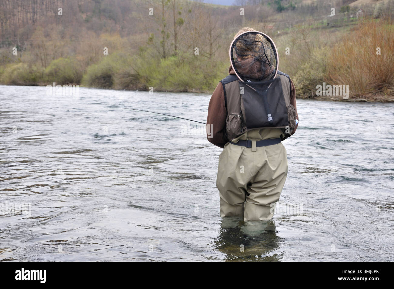 Man fly-fishing in river Ribnik Bosnia and Herzegovina Stock Photo - Alamy