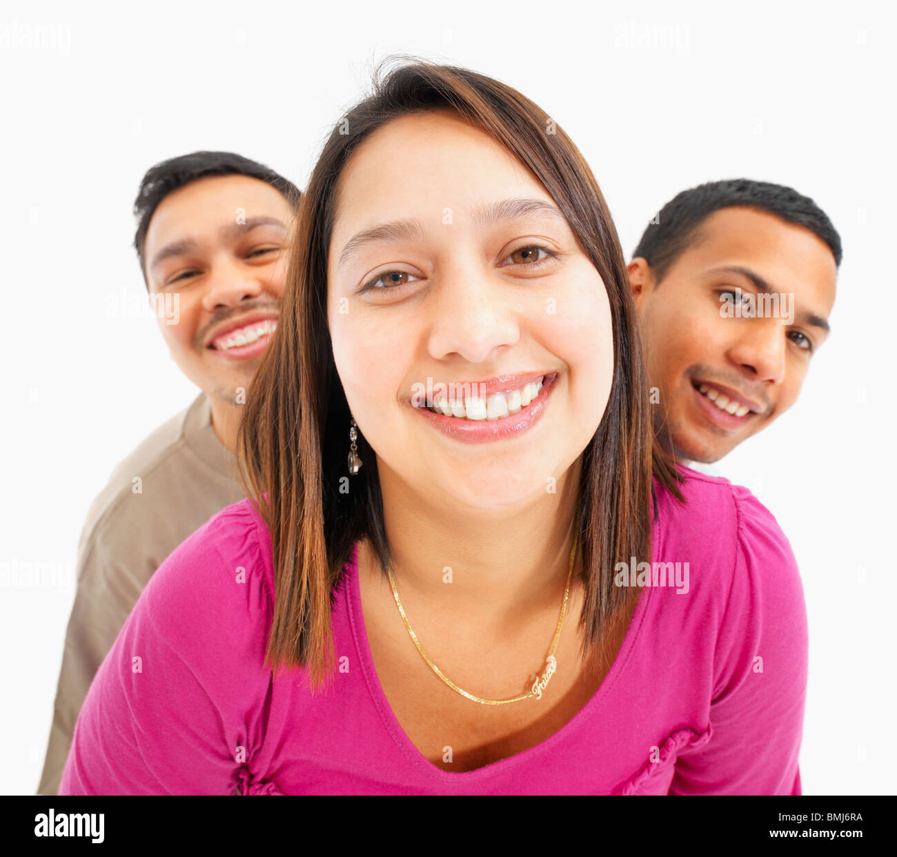 Three smiling people Stock Photo - Alamy