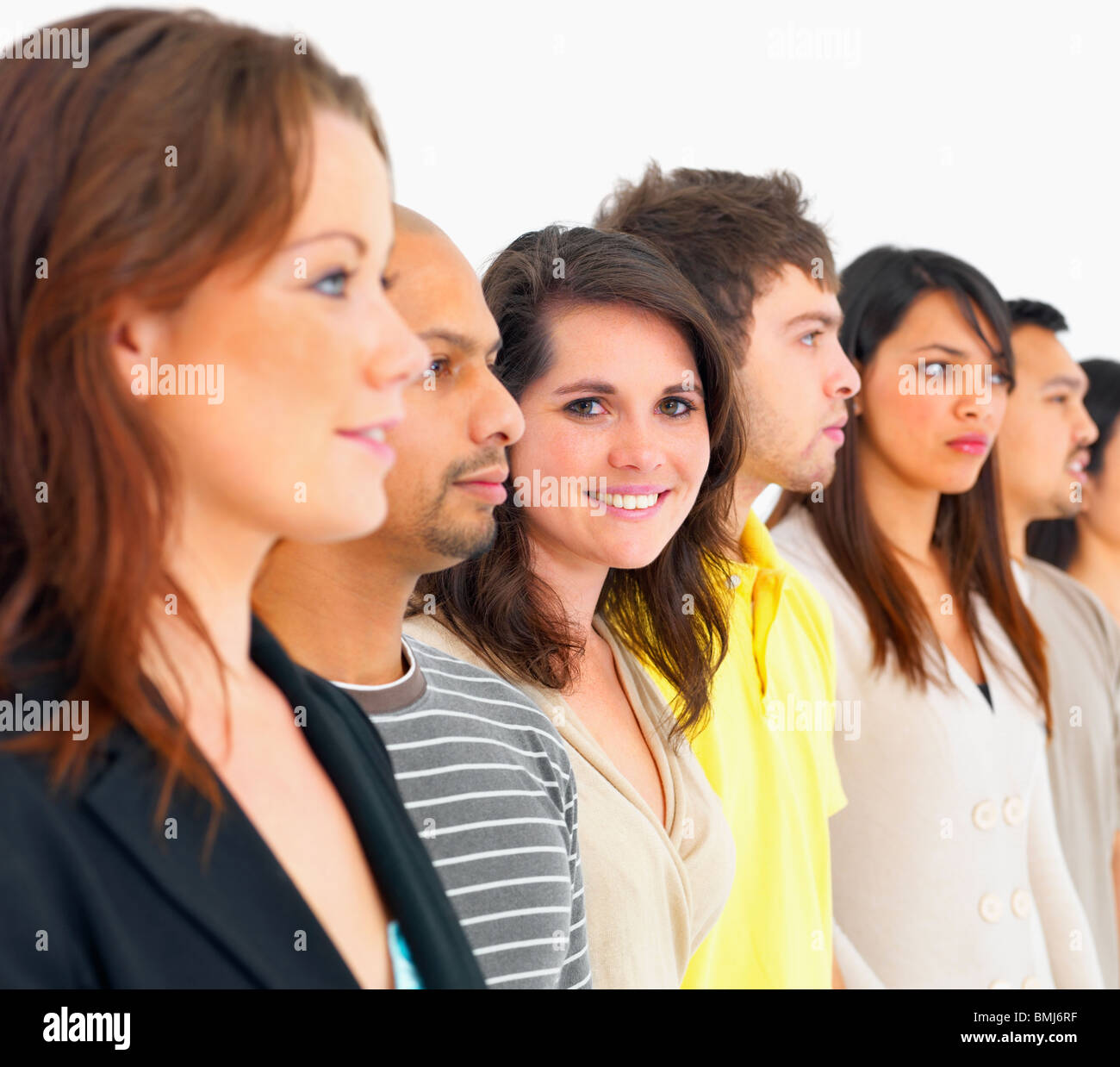 People in a line Stock Photo - Alamy