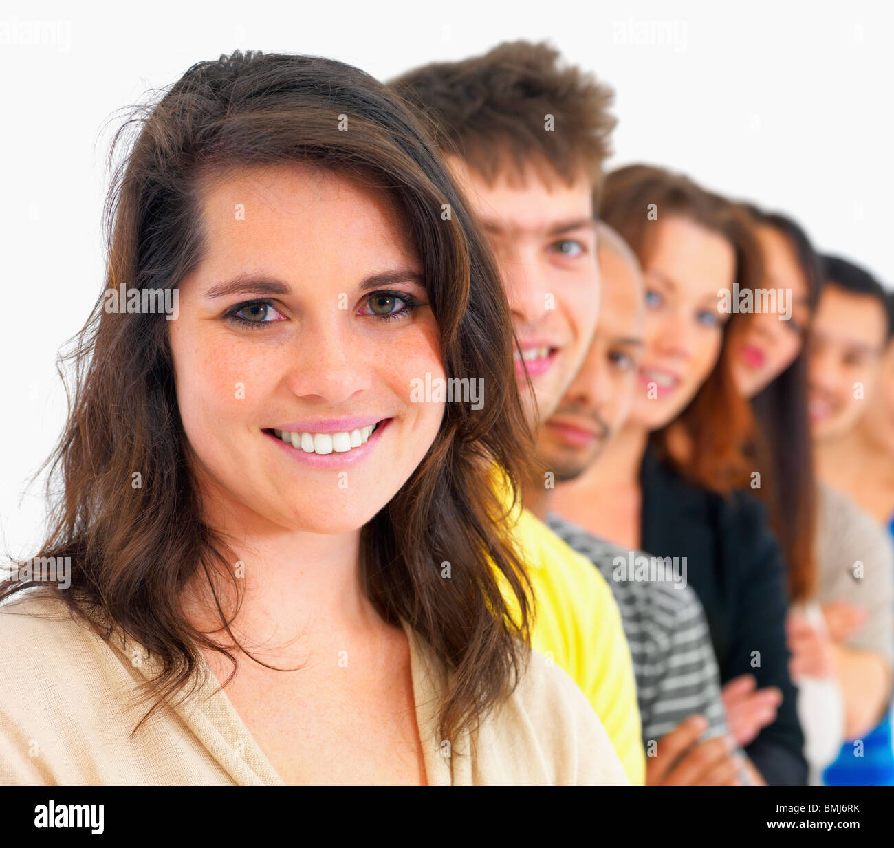 People in a line Stock Photo - Alamy
