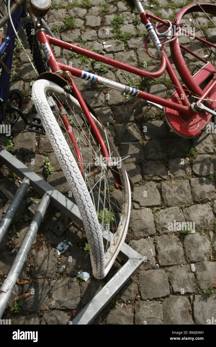 one damaged bike in street road Stock Photo - Alamy