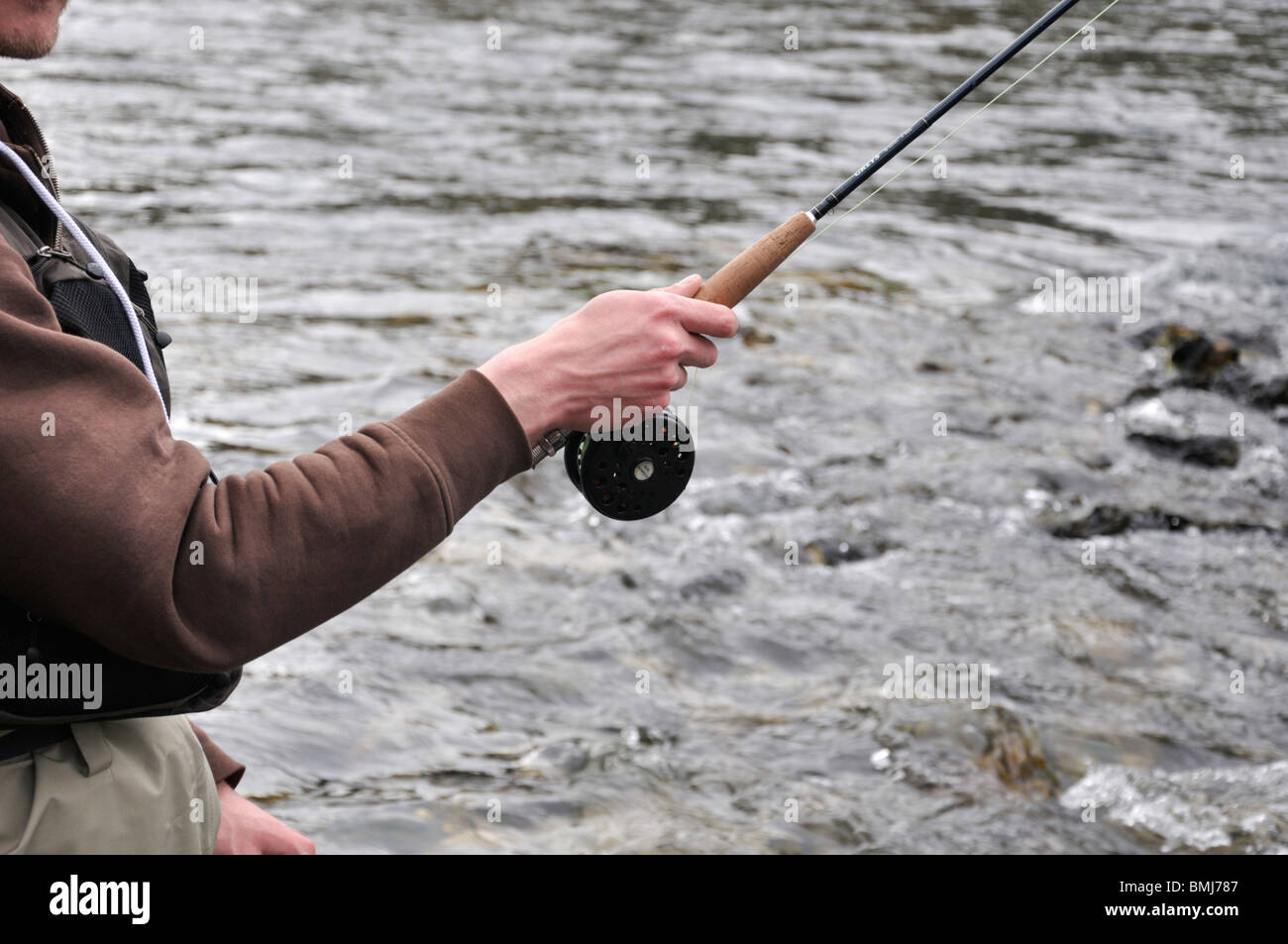 Man fly-fishing in river Ribnik Bosnia and Herzegovina Stock Photo - Alamy