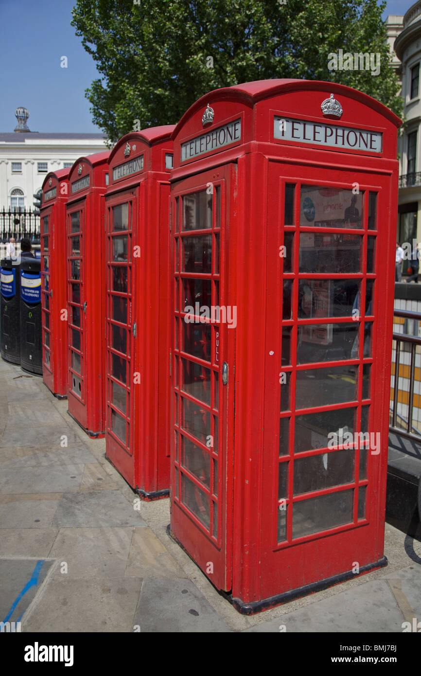 Red telephone boxes in London Stock Photo - Alamy