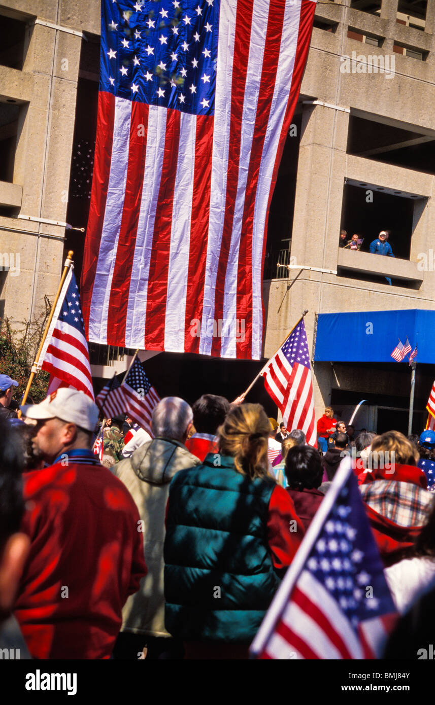 Small town patriotic parade celebrations Americana American flag pride ...