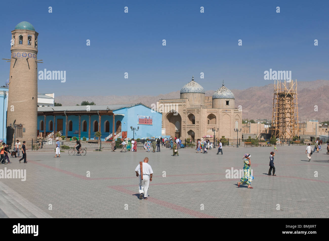 People, young and old, at square in city center, Khojand Tajikistan ...