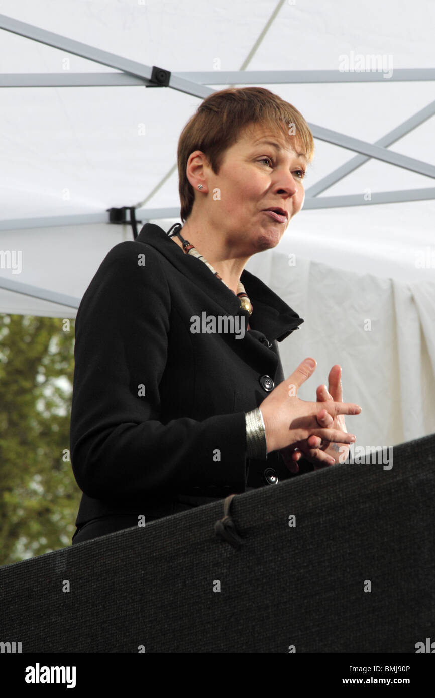 Caroline Lucas, the Green Party's first MP, giving TV interview on ...