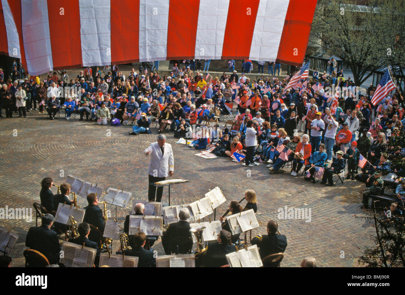 Small town patriotic parade celebrations Americana American flag pride ...