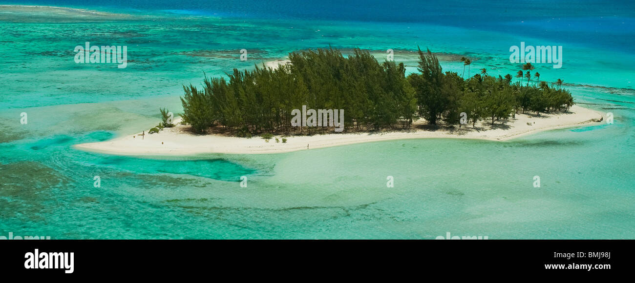 Panoramic aerial view of Tapu, little islet in bora bora, French ...