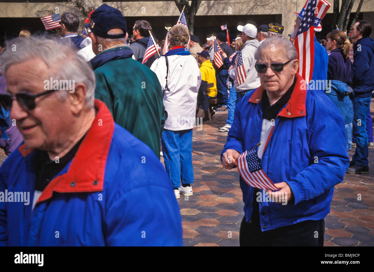 Small town patriotic parade celebrations Americana American flag pride ...