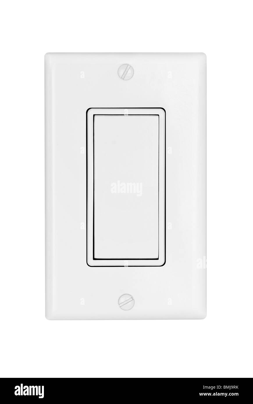 A modern electrical light switch isolated on white Stock Photo - Alamy
