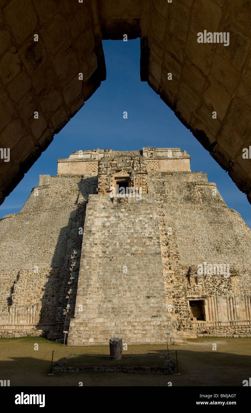 View of the Magician Pyramid in Uxmal, Mexico Stock Photo - Alamy