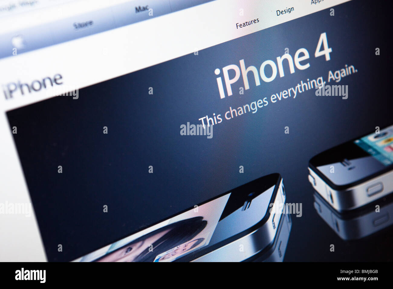 Close up of a computer monitor / screen showing the Apple iPhone ...