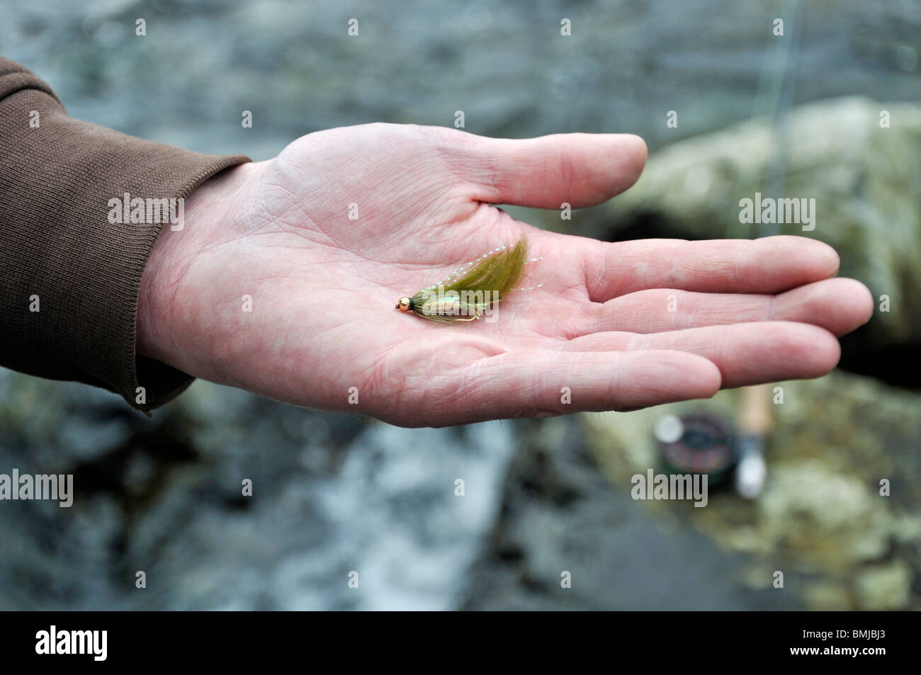 Man holding fishing fly in hand Ribnik Bosnia and Herzegovina Stock ...