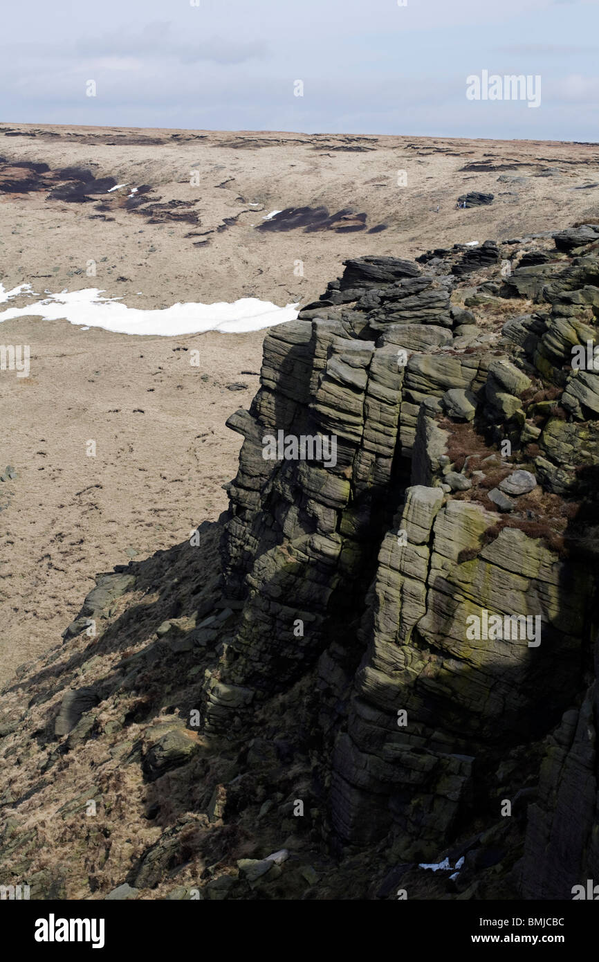 Rock outcrop above Dove Stone Reservoir Greenfield Lancashire England ...