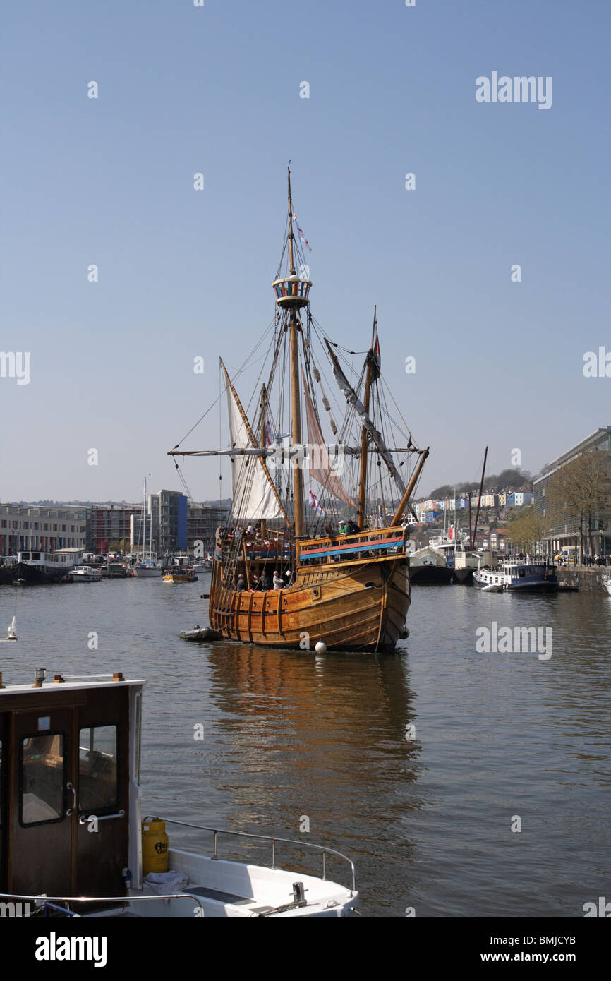 The Matthew a replica sailing through Bristol Floating Harbour, England ...