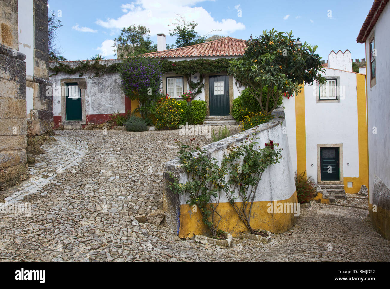 Villa on a European Medieval Cobblestone Street Stock Photo - Alamy