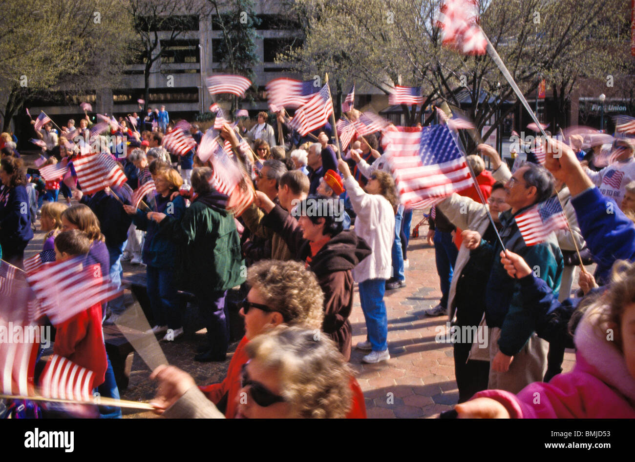 Small town patriotic parade celebrations Americana American flag pride ...