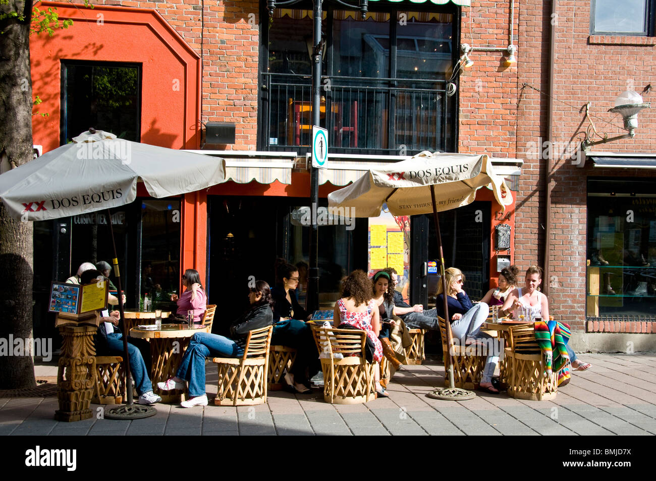 Terrace of a restaurant on Prince Arthur pedestrian street Plateau Mont ...