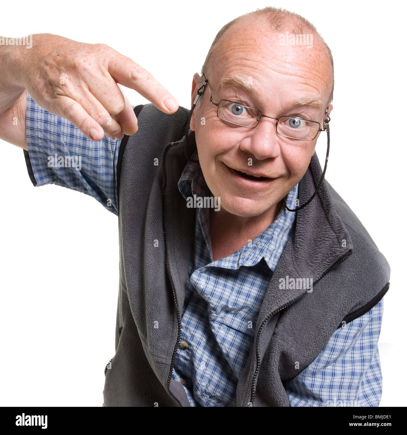 Expressive old man rapping isolated against white background Stock ...