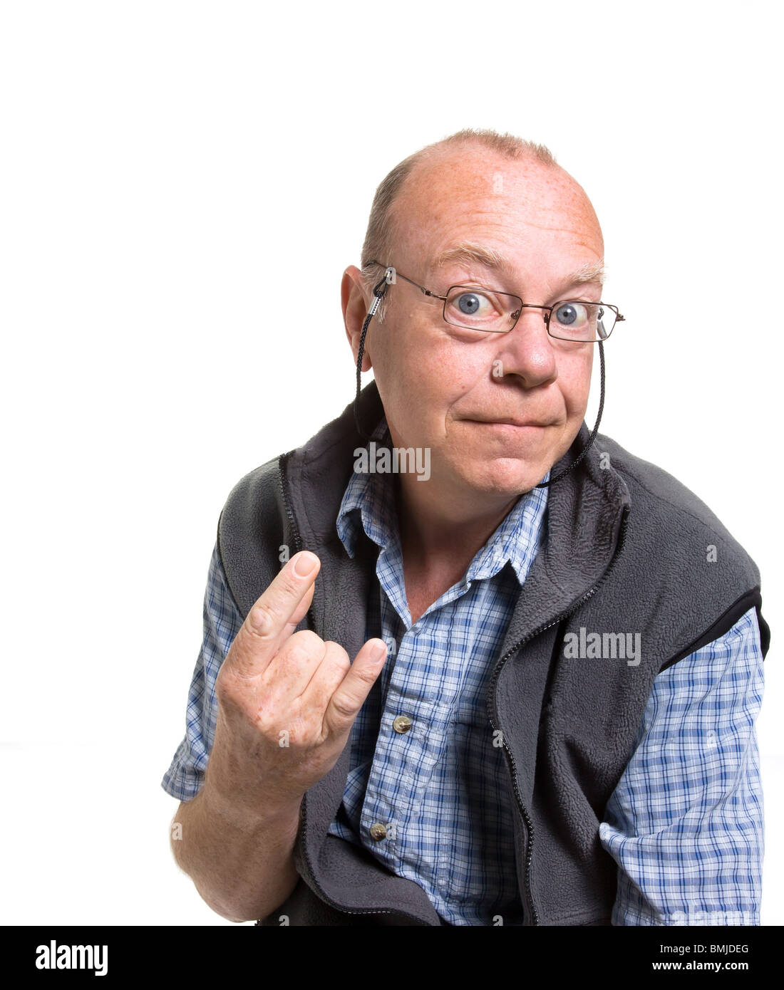 Expressive old man rapping isolated against white background Stock ...